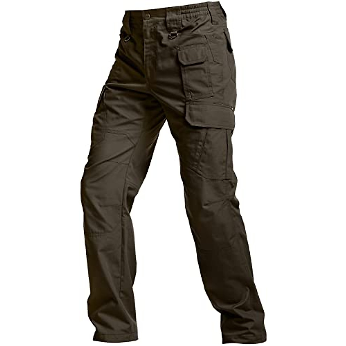 CQR Men's Tactical Pants, Water Resistant Ripstop Cargo Pants, Lightweight EDC Work Hiking Pants, Outdoor Apparel, Duratex Mag Pocket Dark Brown, 34W x 32L