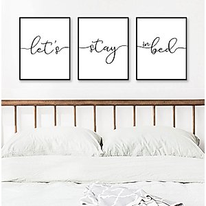Let's Stay In Bed Quote Prints Minimalist Wall Decor Bedroom Wall Art Above Bed Art Prints Bedroom Decor Set of 3 UNFRAMED 11X14INCH