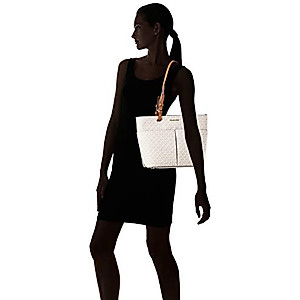 Michael Kors Bedford Medium Top Zip Pocket Tote Vanilla/Acorn One Size