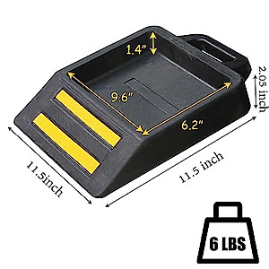 2 Packs Pallet Jack Stopper Premium Rubber Wheel Chock for Trailer or Pallet Truck,Heavy Duty Pallet Jack Stopper with Yellow Tape