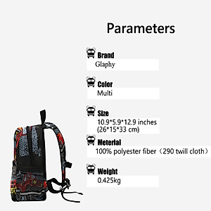 Glaphy Monster Truck Red Backpack for Kids, Boys and Girls, Toddler Backpack for Daycare Travel School, Preschool Bookbag with Chest Strap