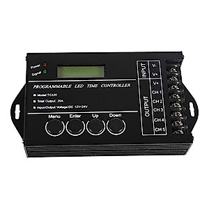 Miokycl DC12/24V 20A Programmable LED Time Controller 5 Channels Color Adjustable with CD USB Cable