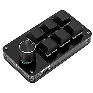 Acogedor One Handed Macro Mechanical Keyboard with Adjustment Knob, Portable Mini Mechanical Gaming Keypad, 6 Fully Programmable Keys (Black)