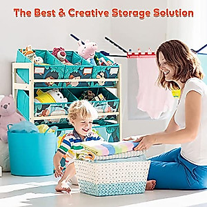 Jomifin Kids Toy Organizer for Boys Girls, 6 Storage Bins Large Storage Capacity Best Toy Storage Solution for Playroom, Nursery (Green) (Green)