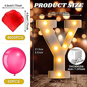 4115 Pcs Marry Me Sign Proposal Decorations 7 Pcs Light up Marry Me Sign 48 Pcs Heart Led Candle Tealight 4000 Pcs Red Artificial Rose Petal 60 Pcs Balloons for Romantic Night Party Wedding