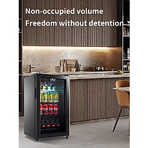 KRIB BLING Beverage Refrigerator Cooler 120 Can Freestanding Beverage Cooler with Adjustable Shelving Glass Door for Beer Soda or Wine for Home Office or Bar