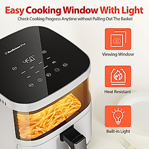 Air Fryer,Beelicious® 8-in-1 Smart Compact 4QT Air Fryers,with Viewing Window,Shake Reminder,450°F Digital Airfryer with Flavor-Lock Tech,Dishwasher-Safe & Nonstick,Fit for 1-3 People,White