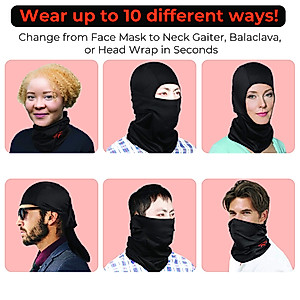 Badass Moto Motorcycle Balaclava Face Mask Men, Black Ski Mask for Men, Motorcycle Mask, Neck Gaiter, Full Face Mask Protects from Dust, Sun, Wind, Breathable Motorcycle Riding Gear Fits Under Helmet