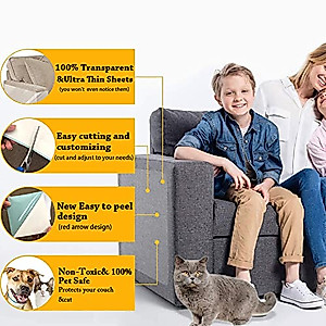 Cat Scratch Deterrent Tape - 12 x 17 Inches 8 PCS - Furniture Protector from Pet Scratch, Clear Double Side Anti-Scratch Cats Training Tape Sheets - Couch, Door, Walls, Carpet Protector – Residue Free