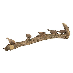 Creative Co-Op Driftwood Branch with Hand-Carved Mango Wood Birds (Each one Will Vary) Décor, Brown