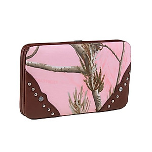 Emperia Women's Wallet/Clutch with Push Button Closure and Rhinestone Embellishments, Realtree Pink/Brown, Small