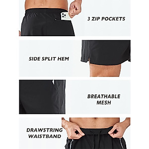 NORTHYARD Men's Running Athletic Shorts 5" / 7" Workout Gym Short Tennis Quick Dry Lightweight Active Sport Hiking Basketball-5'' BLACK-3XL
