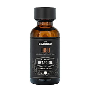 Live Bearded: Beard Oil - Premium All-Natural Beard Oil for Men with Jojoba Oil Beard Care - 1 fl oz - Made in the USA - Beard Oil for Dry Flaky Skin - 1880 Scented: Bourbon, Bitters, Citrus