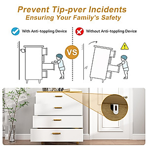 CIPACHO White 4 Drawer Dresser for Bedroom, Modern Wood Storage Chest of Drawers for Nursery, Living Room,Kid Room (4 Drawer)