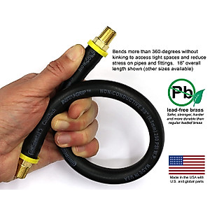 18-inch Short Air Compressor Hose: 1/4" Male NPT To 1/4" Male NPT Connections (Lead-Free Brass)