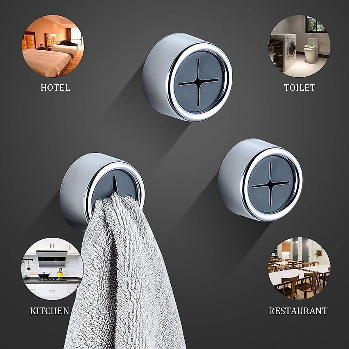 Kitchen Towel Hooks Round Self Adhesive Dish Towel Holder Wall Mount Hand Towel Hook Tea Towel Rack Hanger for Cabinet Door