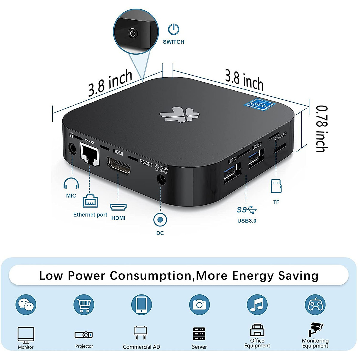OUVISLITE Mini PC 10 Pro Atom Z8350 2GB DDR3 32GB eMMC,Mini Computer with Mini Desktop PC Support 4K HD, 2.4G/5G WiFi, Bluetooth 4.2, Home Office