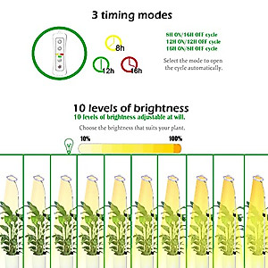 Grow Light with Stand, Yadoker LED Plant Light for Indoor Plants, Full Spectrum Grow Lamp, 8/12/16H Timer, 10 Dimmable Levels, 7 Switch Modes, Adjustable Tripod Stand 15-66 inches