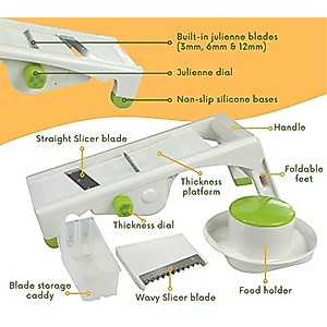 Brieftons QuickPrep Mandoline Slicer for Kitchen, Premium Quality Multi Purpose Vegetable Slicer, Cutter, Shredder, With 4 Cutting Modes, Multiple Thickness Levels to Slice, Chop, Julienne Veggies