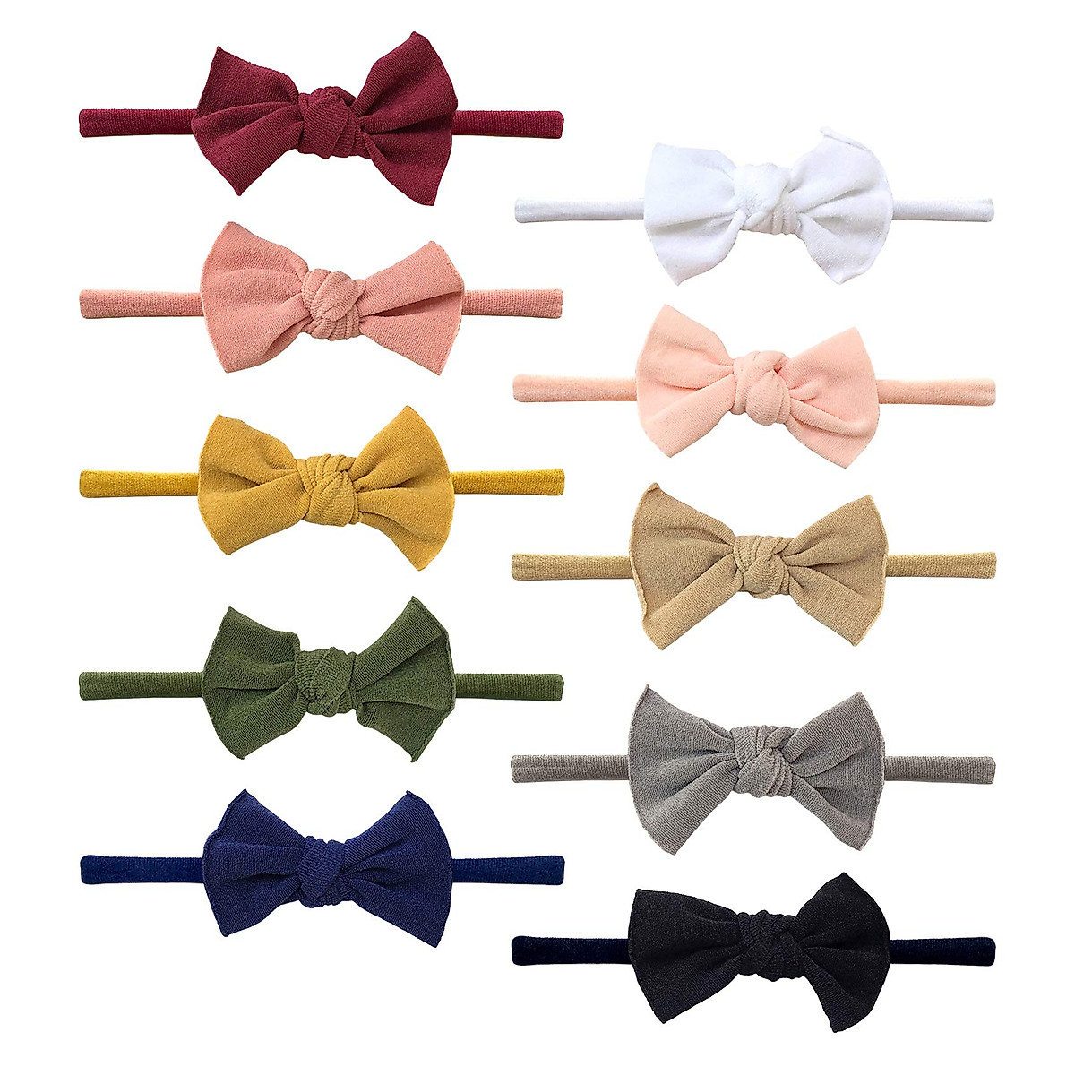 Cherssy Newborn Headbands and Hair Bows, 10pcs Super Soft Nylon Hairbands for Baby Girls