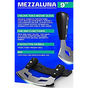 Dalstrong Mezzaluna Knife - 8.5 inch Blade - Gladiator Series - Rocking, Mincing & Chopping Produce Knife - Black ABS Handle - w/Sheath