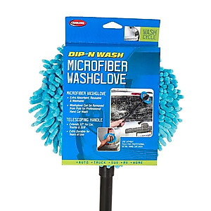 Carrand 93210 Long Chenille Microfiber Wash Mop with 48" Extension Pole , Black