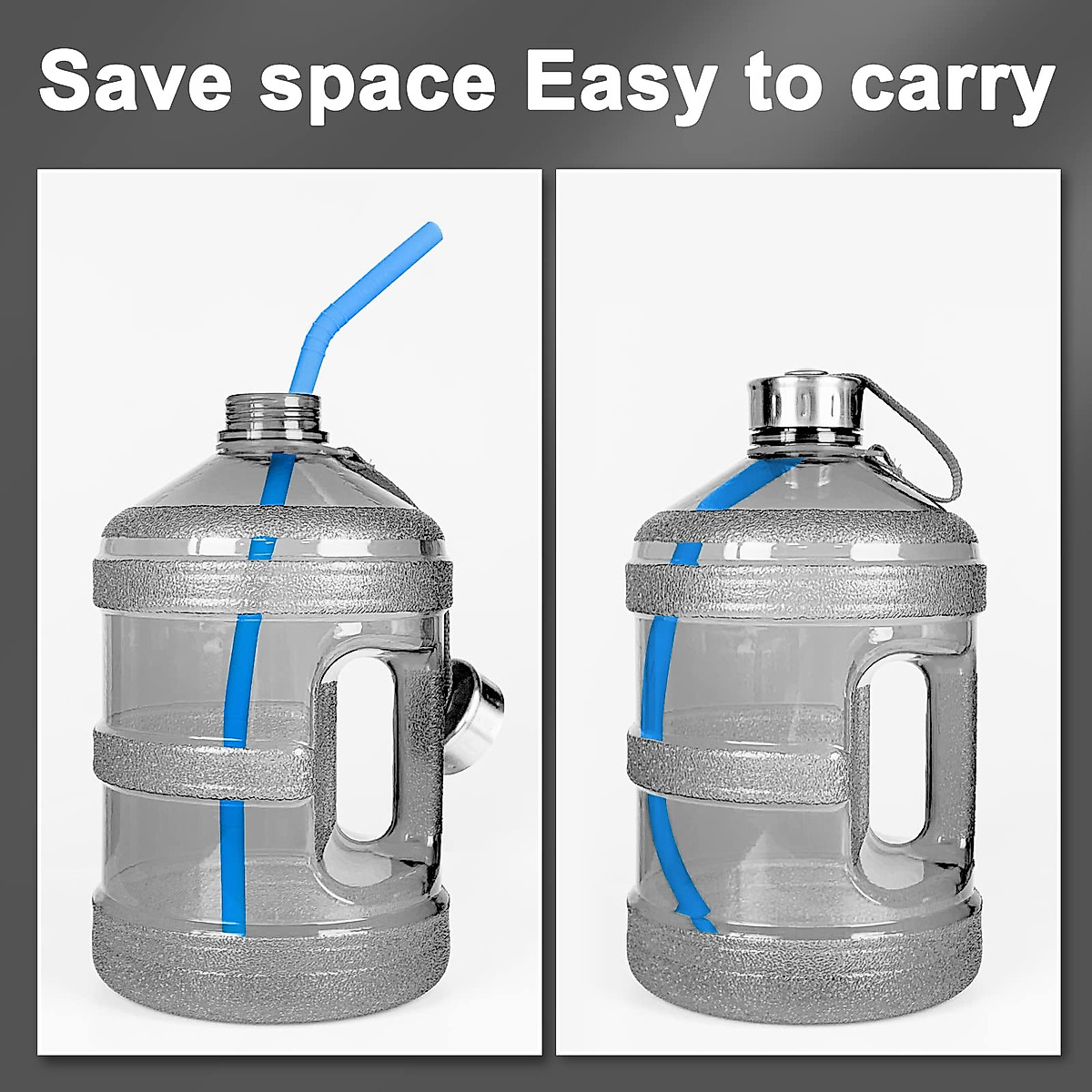 WALFOS 14.5 inch Extra Long Reusable Silicone Straws, Big Sizes Flexible Bendable Straws for 1/Half Gallon Large Water Bottles, 128 75 64 40 OZ Tumbler with Cleaning Brush (6-Pack)