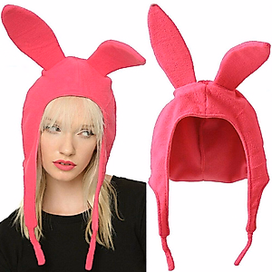 Springcmy Bob's Burgers Louise Rabbits Ear Fleece Bunny Pink Floppy Ears Hat Halloween Christmas　Costume Cap Hat