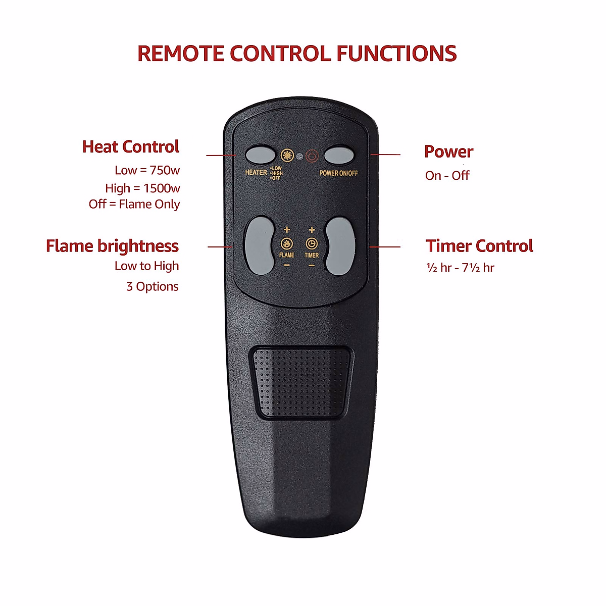 FLAME&SHADE Electric Fireplace Stove for Indoor use, 25 inch Portable Freestanding Space Heater with Remote