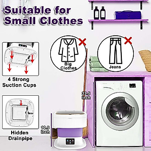 Mini Washing Machine, 11L Large Capacity Portable Washing Machine, Collapsible Foldable Washer and Dryer with Spin for Travel, Socks, Baby Clothes