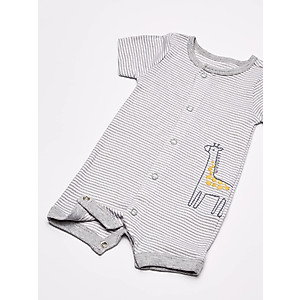 Simple Joys by Carter's Baby 3-Pack Snap-up Rompers, Aqua Blue Forest Animals/Grey Mini Stripe/White, 0-3 Months