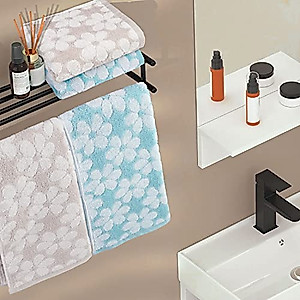 Face Towels Hand Towel Set of 4, Soft for Bathroom Travel Gym, Light Grey & Sky Blue Floral Towels