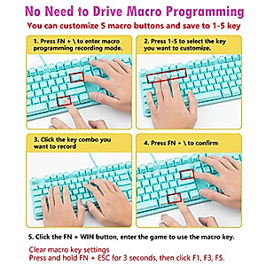 Lomiluskr JXZJ Pink Wired Mechanical Keyboard with White Backlit, 22 Lighting Effects, 104 Keys Anti-Ghosting Gaming Keyboard (Pink, Blue Switch)