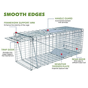 Anmials Trap Cage with Cover, Trap Cages Cover with Mesh Window for 1-2 Door Humane Animal Trap Cage 32 x 10 x 12inch