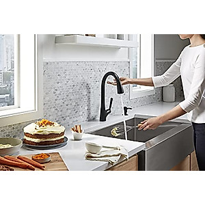 KOHLER R77748-SD-BL Malleco Touchless Pull Down Kitchen Sink Faucet with Soap/Lotion Dispenser in Matte Black