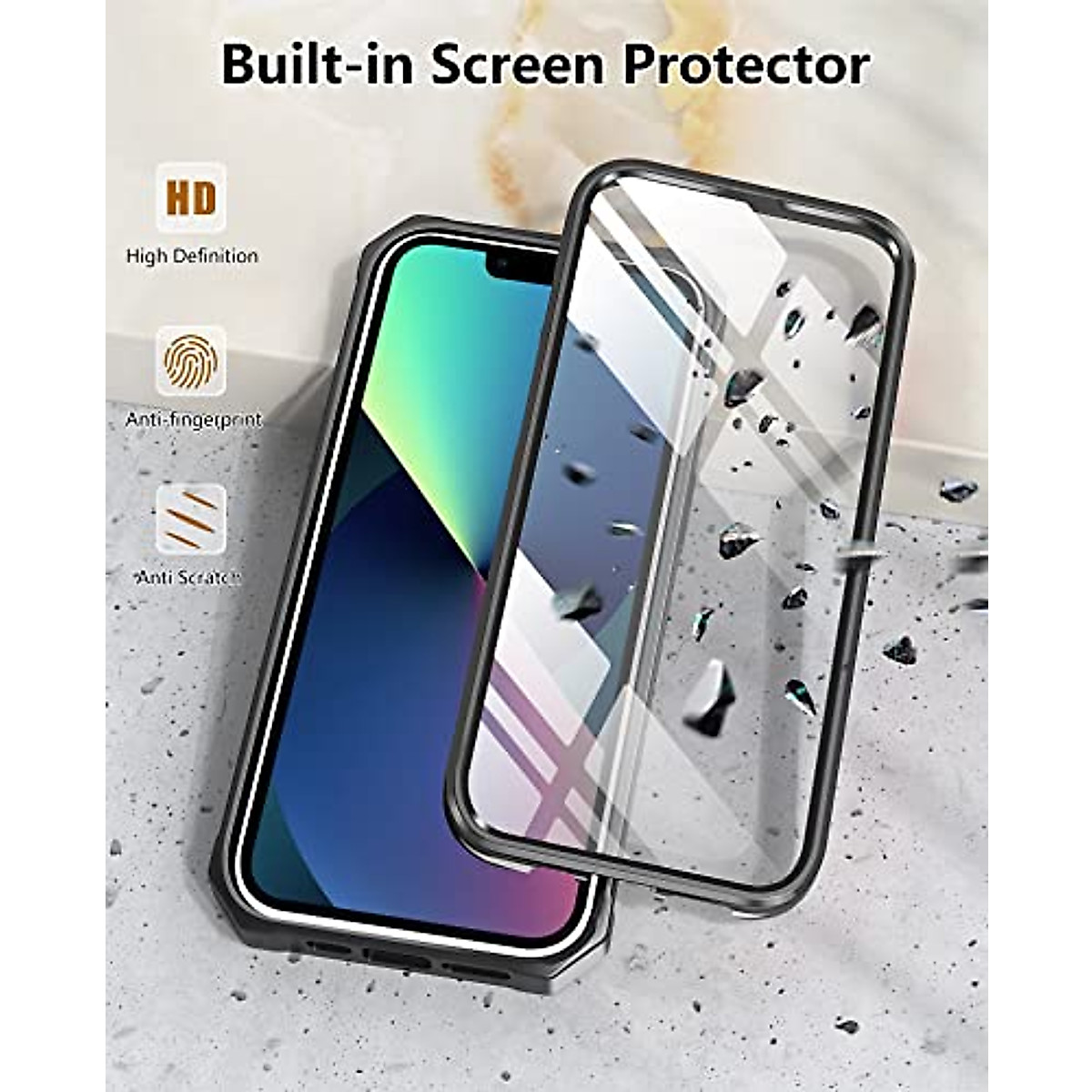 SOiOS for iPhone 13 Pro Max Case: Built in Kickstand - Military Grade Shockproof Durable Protective Phone Cover | Heavy Duty Drop Proof Full Protection TPU Bumper Hard Rugged Case 6.7 inch 2021 Black