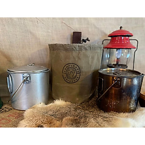 4QT Bushcraft Cookware Bag | Waxed Canvas Bush Pot Bag | Camp Kettle Bag | Outdoor Cooking Kit | Coffee Pot Bag | Foragers Belt Bag (2QT Bushpot Bag)