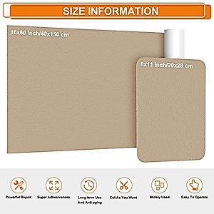 Self-Adhesive Leather Repair Patches,8x11 inch Leather Repair Tape for Couches,Vinyl Leather Repair Kit for Furniture,Drivers Car Seats,Handbags,Jackets Beige