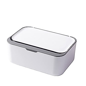 KOOMTOOM Wet Wipe Dispenser,Baby Napkin Storage Box Holder Container Dust-Proof Wet Tissue Box Wet Wipe Case Holder with Lid Keeps Wipes Fresh for Car, Home, Office (White Grey)