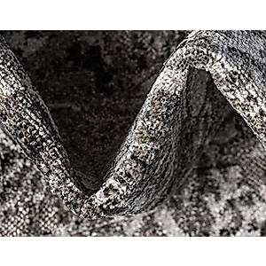 Unique Loom Outdoor Botanical Collection Area Rug - Manchester (9' x 12' 2" Rectangle, Light Gray/ Black)