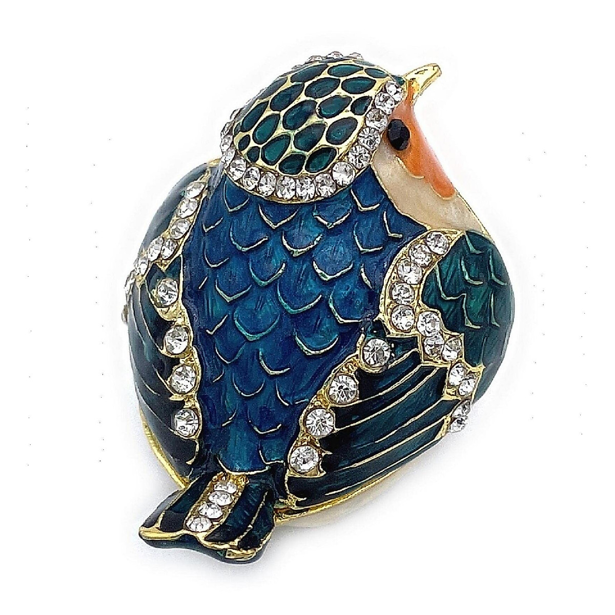 JWT Astyle Robin Bird Hinged Jewelry Box with Stones , Collectible Animal Trinket Box.Rings Earrings Storage Boxes,Bird Figurine Home Decor Gift.