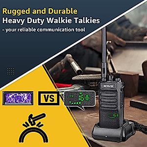 Retevis RT86 Two Way Radios Long Range Rechargeable,High Power Heavy Duty 2600mAh 2 Way Radios,Remote Alarm,Built-in Flashlight, Walkie Talkies Adults with Shoulder Mic(4 Pack)