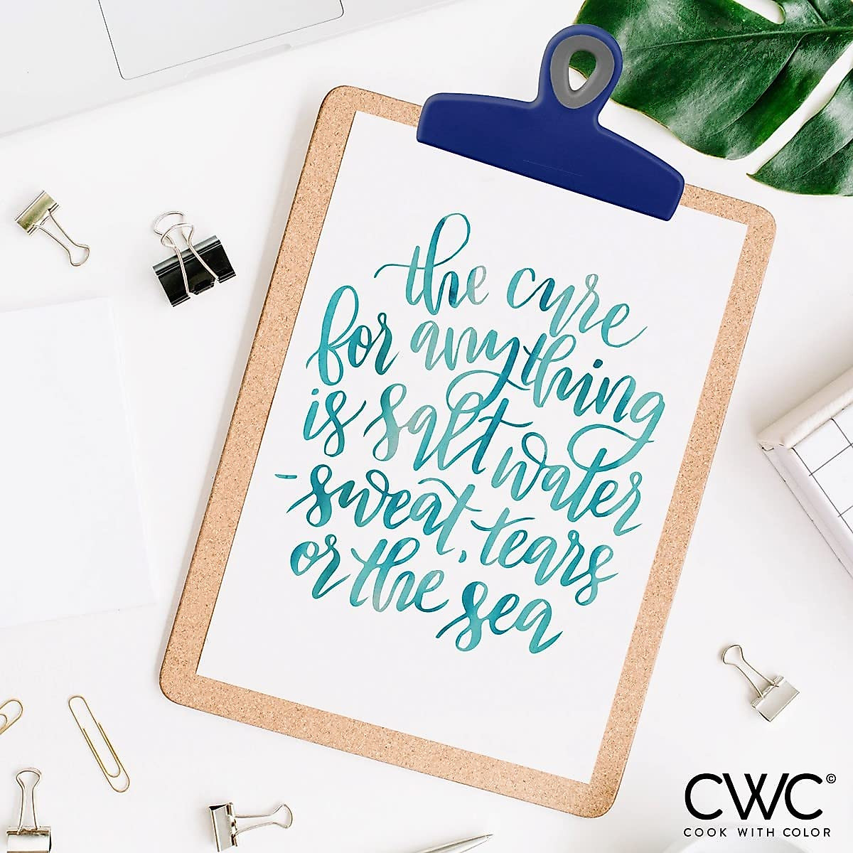 COOK WITH COLOR Bag Clips - Heavy Duty Chip Clip and Refrigerator Magnet Clips for Food Storage with Air Tight Seal Grip, Blue, Pack of 4 Large Clips