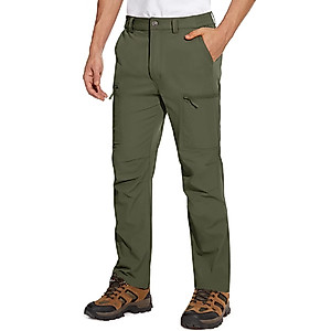 MAGCOMSEN Mens Travel Pants Quick Dry Water Resistant Pants Men Stretchy Cargo Pants for Men Summer Hiking Pants Army Green