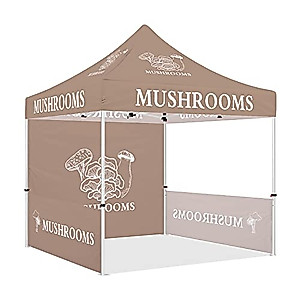 ABLEM8CANOPY Custom Canopy Tent 10x10 with Logo, Personalized Pop Up Canopy Tent with Optional Walls for Business Events, Trade Shows, Farmers Market, Roller Bag Included(Mushroom)