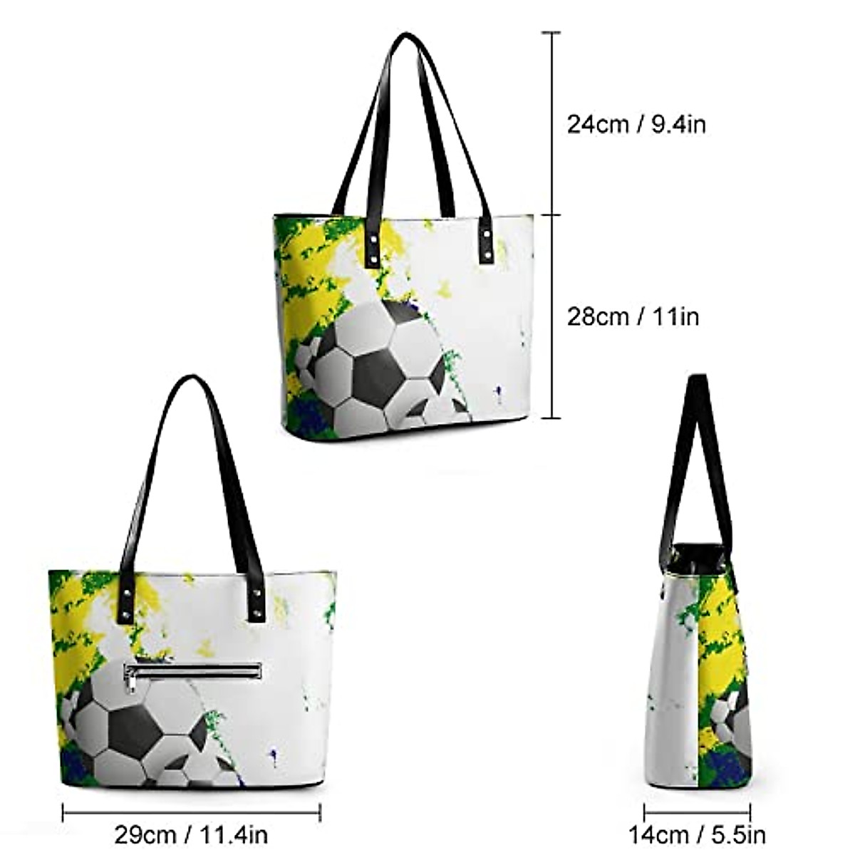 Womens Handbag Football Leather Tote Bag Top Handle Satchel Bags For Lady