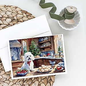 Caroline's Treasures DAC3849GCA7P Maltese Christmas Cookies Greeting Cards Pack of 8 Blank Cards with Envelopes Whimsical A7 Size 5x7 Blank Note Cards