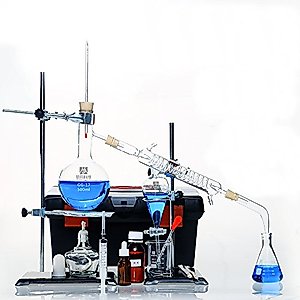 Home Distiller Distilling to Making Your Own Essential Oil, Moonshine, Alcohol Distiller Chemistry Lab Glassware Kit,Glass Distilling,Distillation Apparatus 22pcs Kit, 500 ML