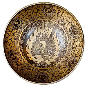 Singing Bowl Nepal -12 Inches Master Healing"Buddha Shakti Carved Tibetan Singing Bowl,Meditation Bowl, Tibetan Bowls, Free Singing Bowl Silk Cushion, Striker and Drum Stick