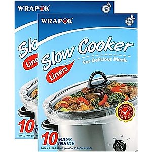 20 Slow Cooker Liners, Small Sizes Disposable Cooking Bag, Easy to Clean Plastic Bag,BPA Free fit 1-3 Quarts (2Pack)